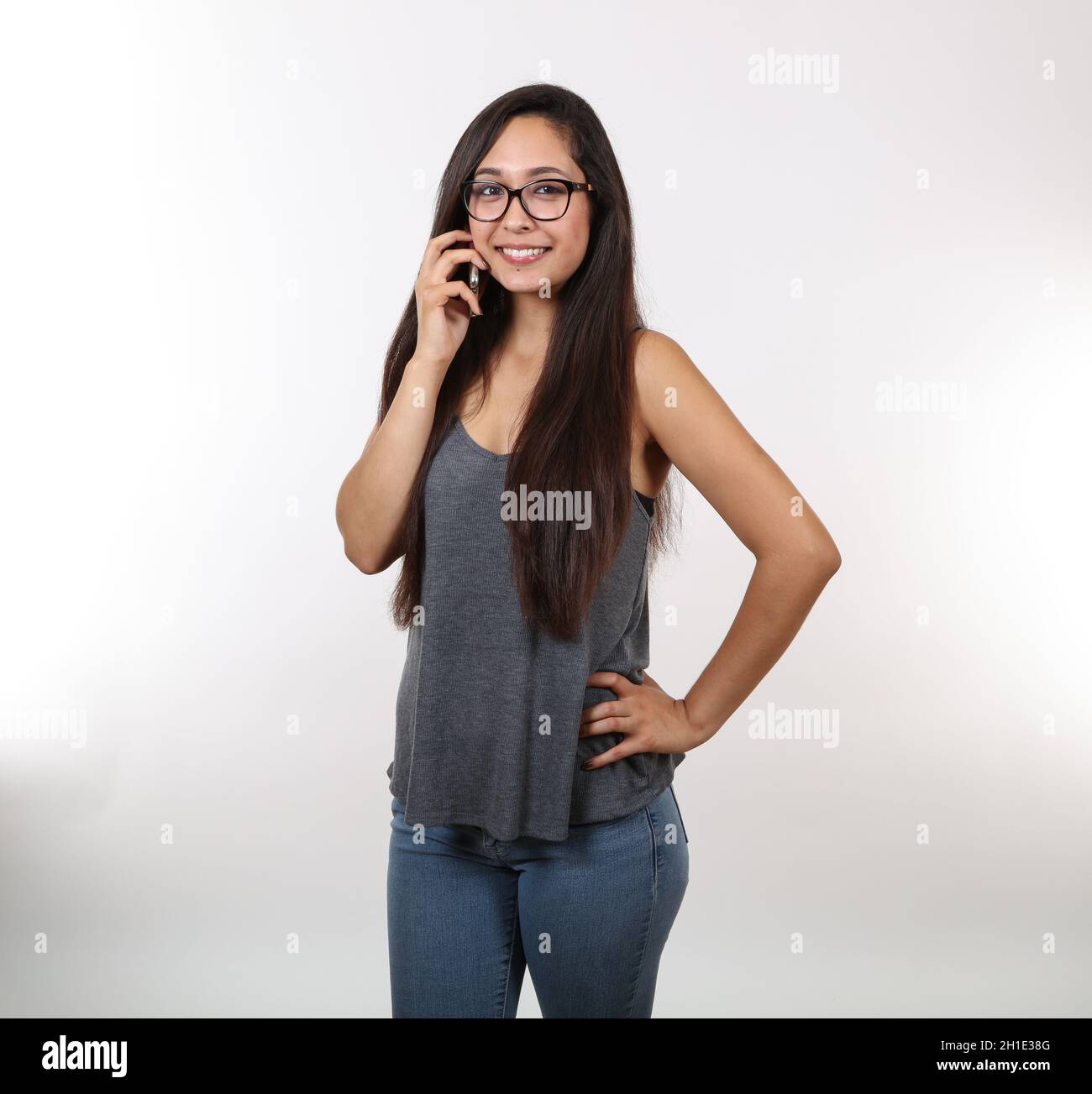 Lady in blue jeans hi-res stock photography and images - Alamy
