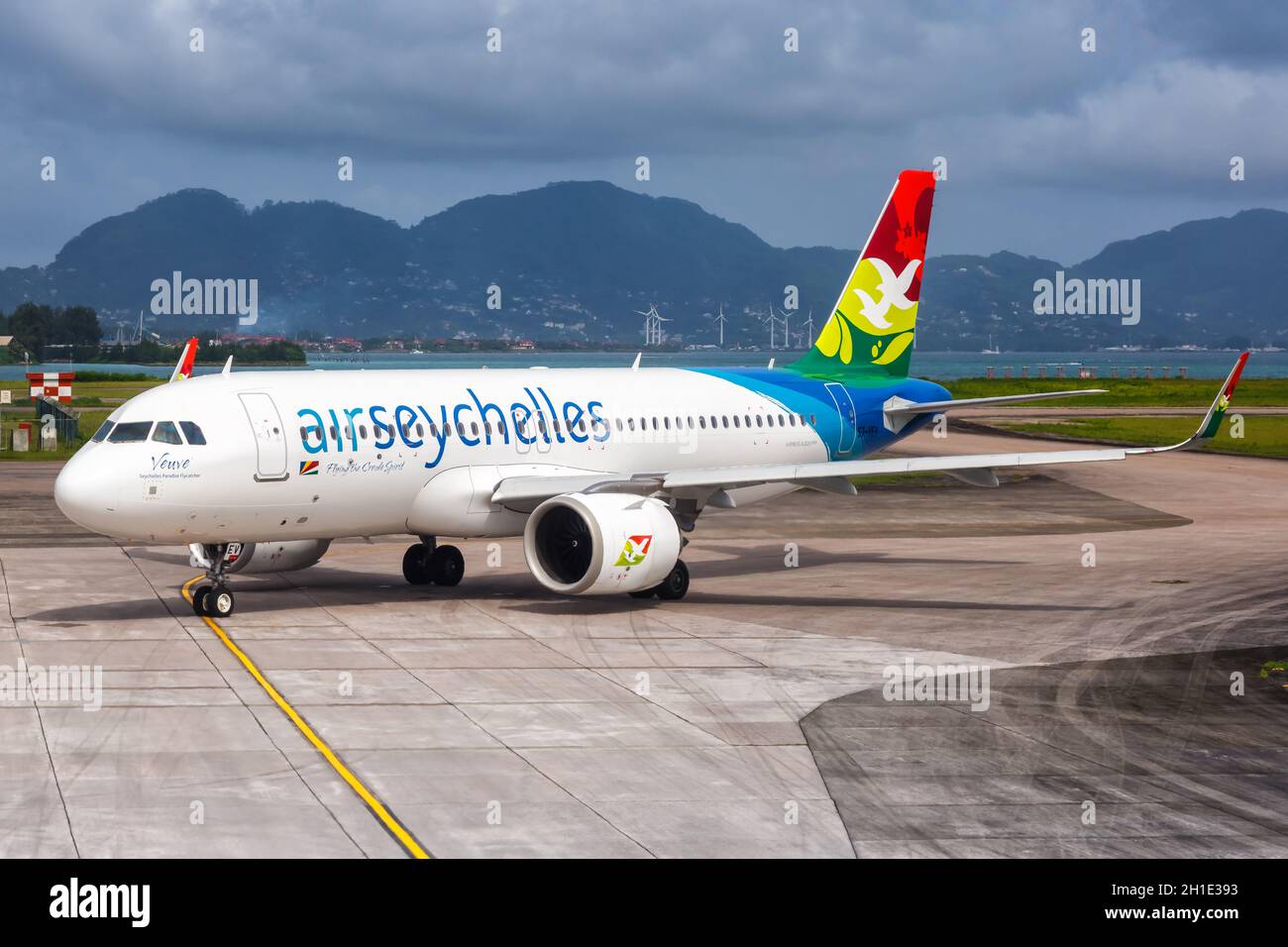 Mahe, Seychelles – February 2, 2020: Air Seychelles Airbus A320neo ...