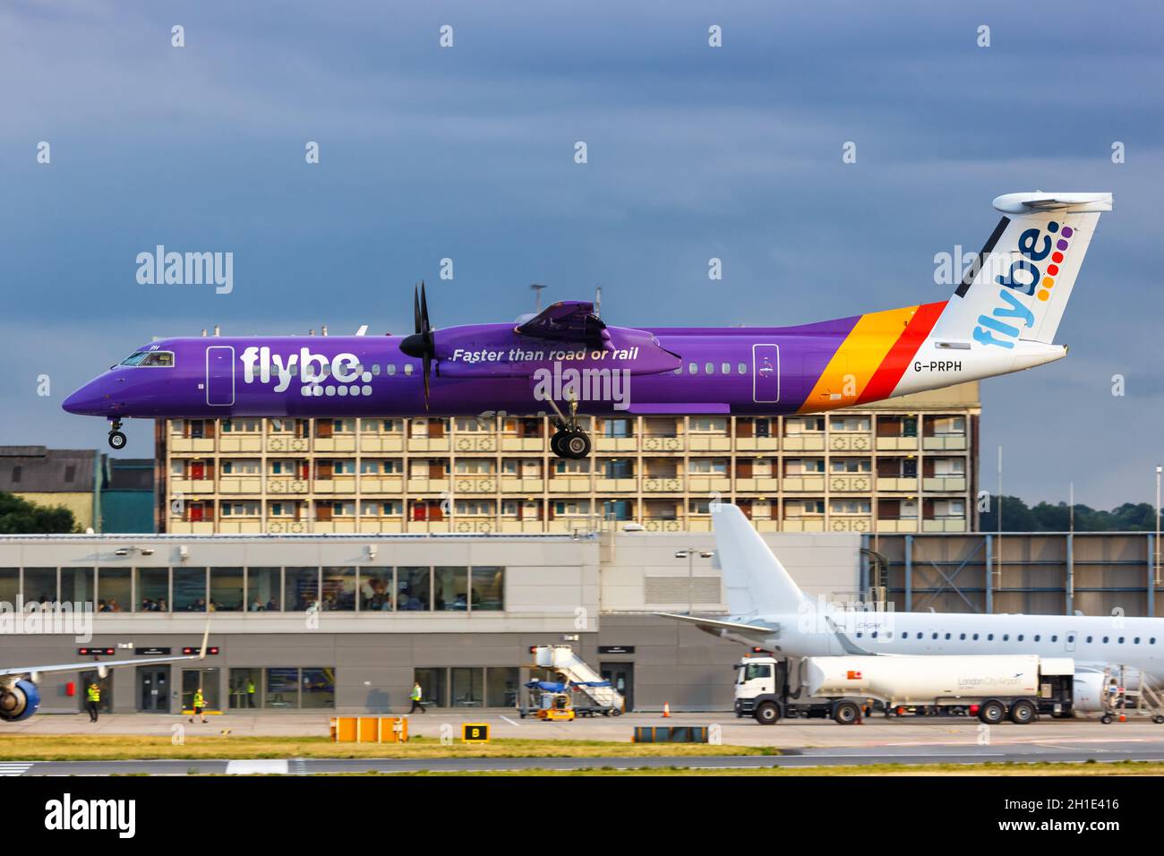 London, United Kingdom – July 7, 2019: Flybe Bombardier DHC-8-400 ...