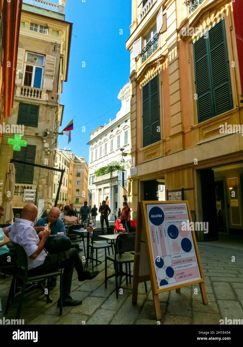 Genoa, Liguria, Italy - September 11, 2019: The people in the central ...