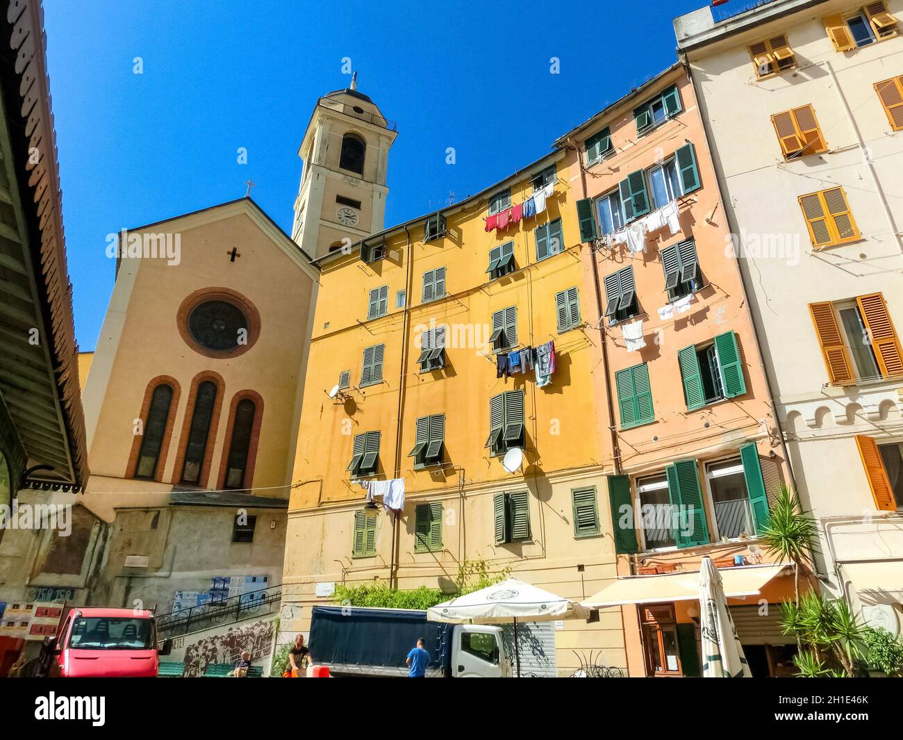 Genoa, Liguria, Italy - September 11, 2019: The people in the central ...