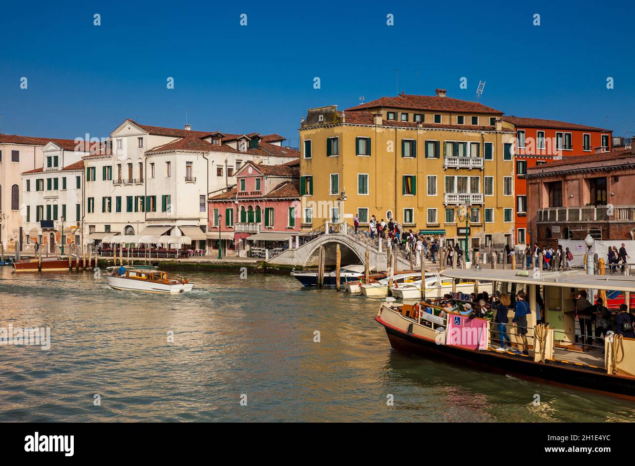View of the beautiful Venice city and the Grand Canal in a sunny early ...