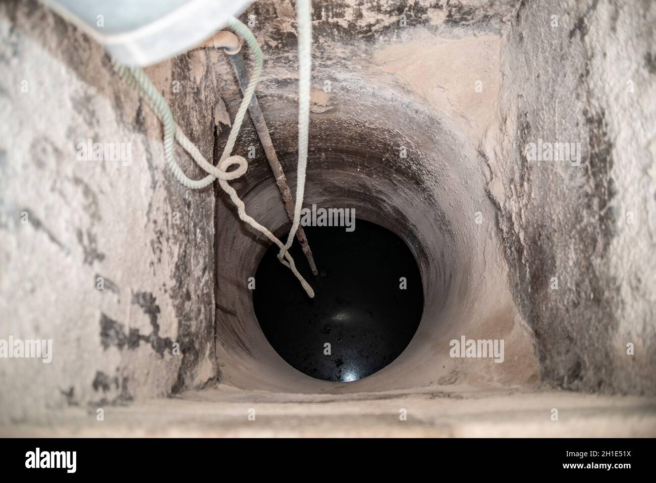 A water well in Spain, used by residents to bring up spring water. Old ...