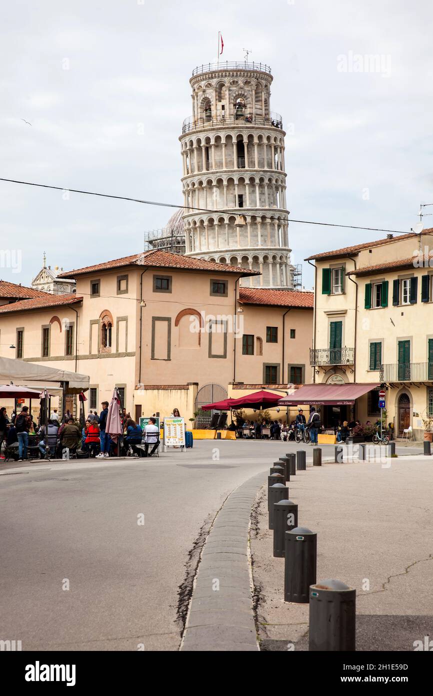 PISA, ITALY - APRIL, 2018: Picturesque streets of Pisa city center ...