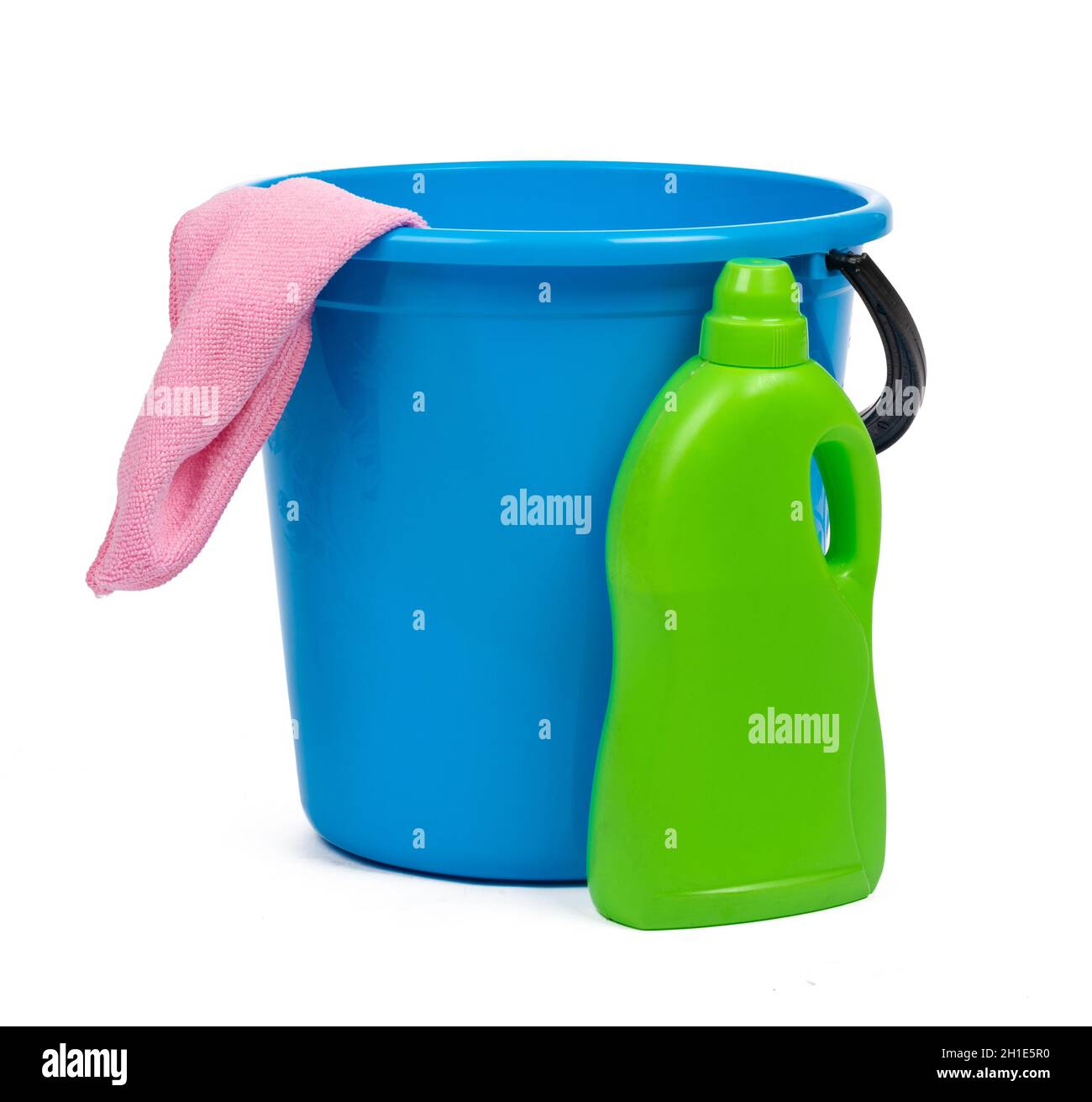 Blue plastic bucket for cleaning isolated on white background Stock ...