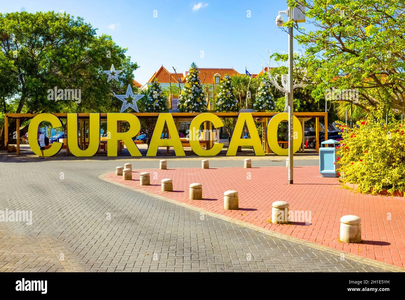 Willemstad, Curacao, Netherlands - December 5, 2019: The welcome sign ...