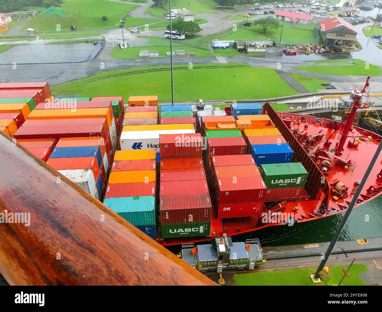 Panama Canal, Panama - December 7, 2019: Hapag-Lloyd cargo ship ...