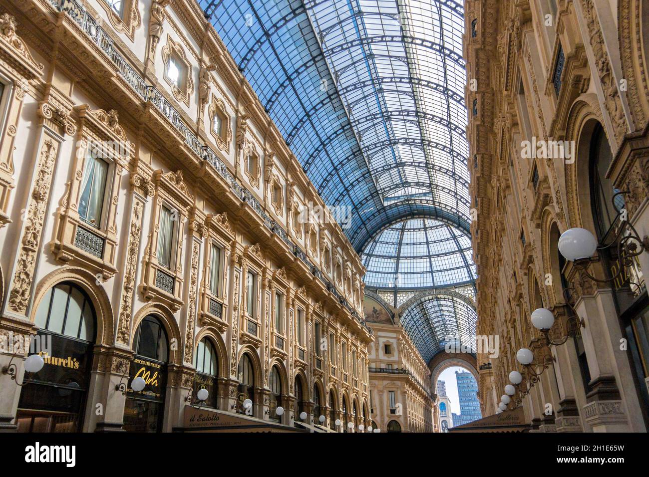 Ornate interior of Galleria Vittorio Emanuele II, shopping arcade in ...