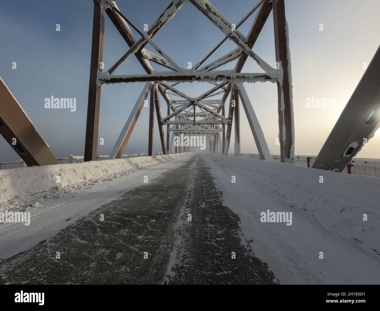Bridge over the Kolyma river in Kolyma, Yakutia, Russia Stock Photo - Alamy