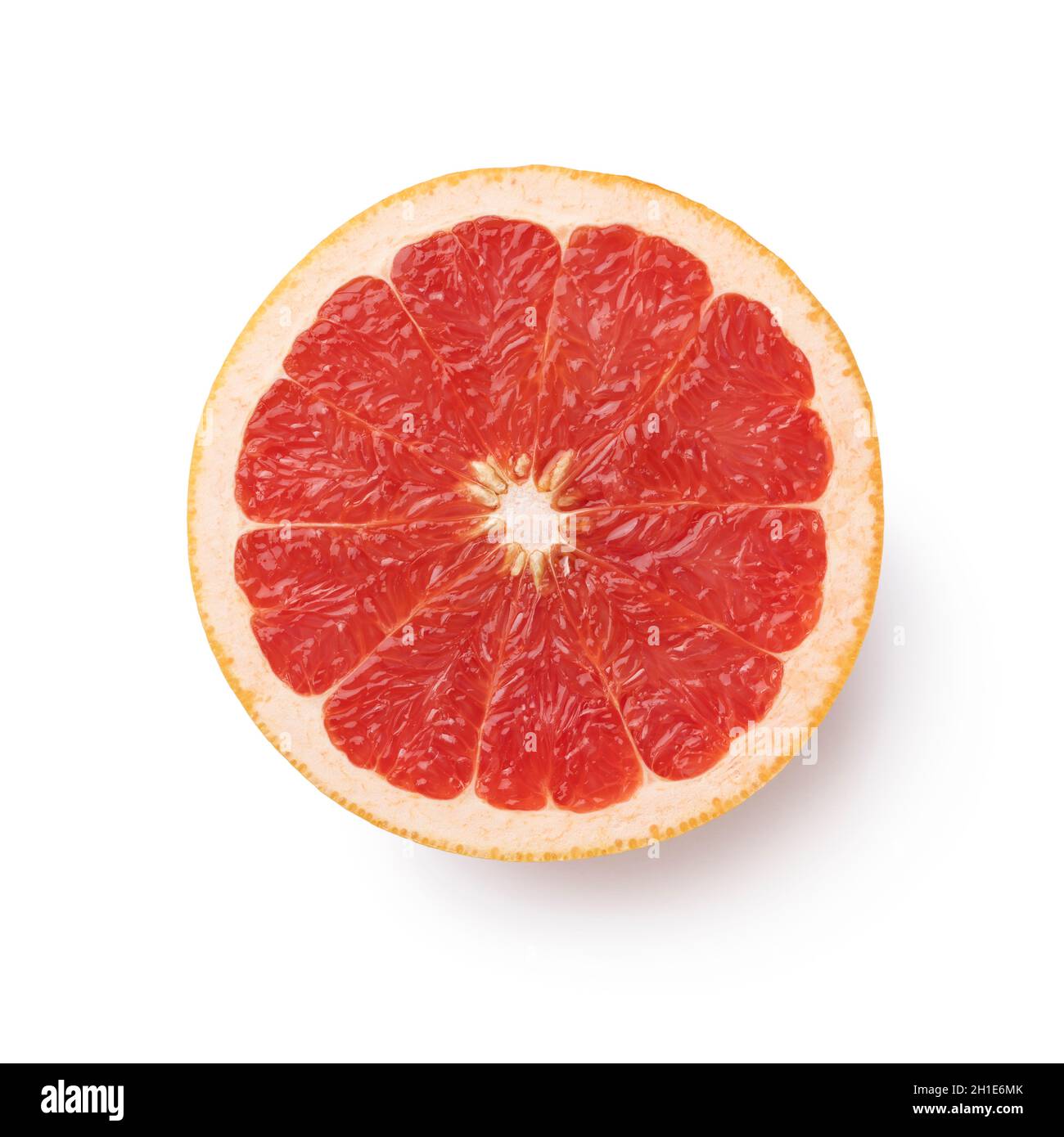 Single slice of red grapefruit isolated on white background Stock Photo - Alamy