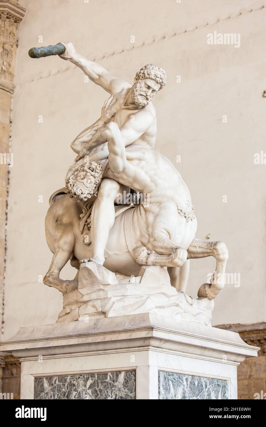 FLORENCE, ITALY - APRIL, 2018: Hercules and the centaur statue at ...