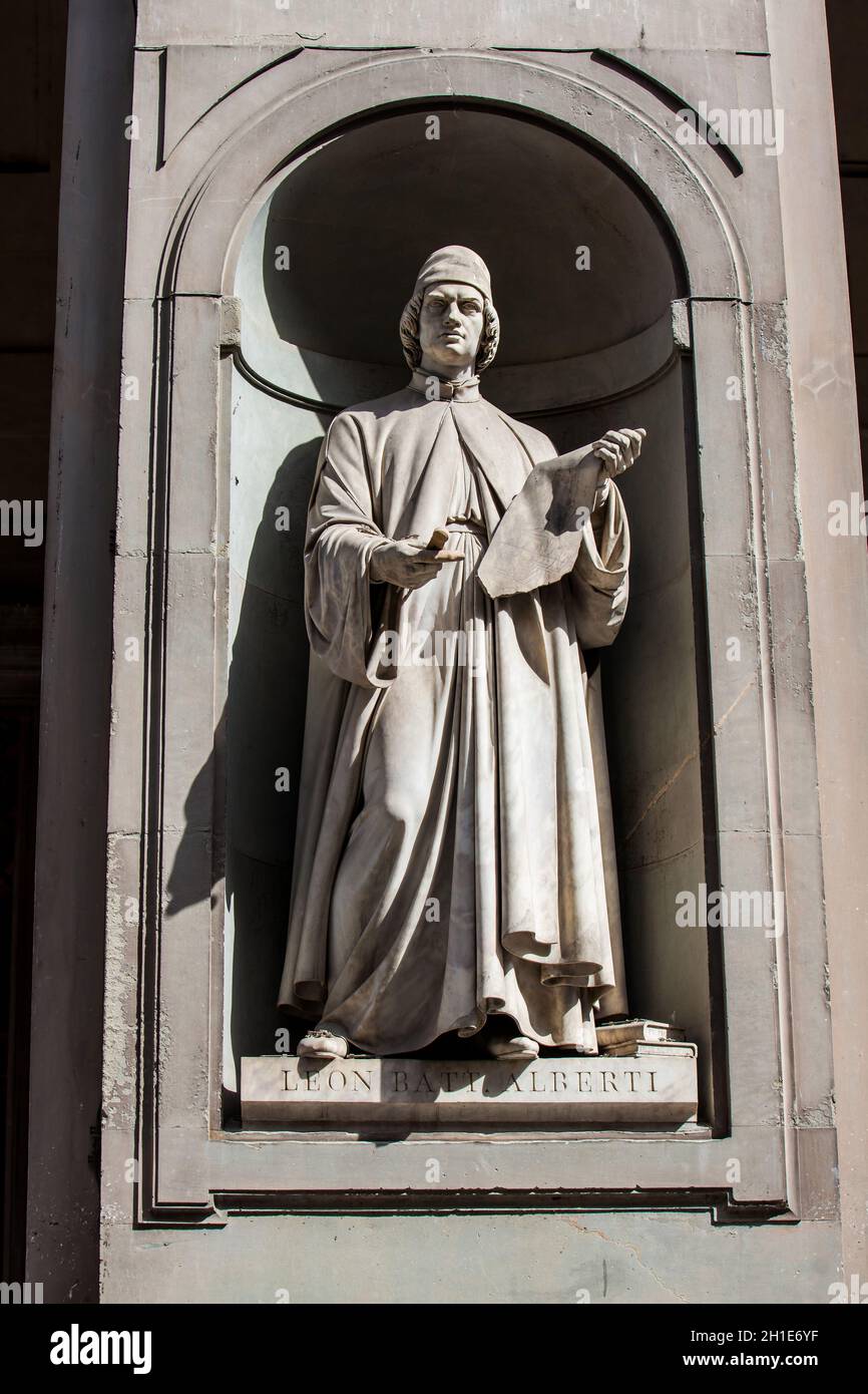 FLORENCE, ITALY - APRIL, 2018: Statue of Leon Battista Alberti at the ...