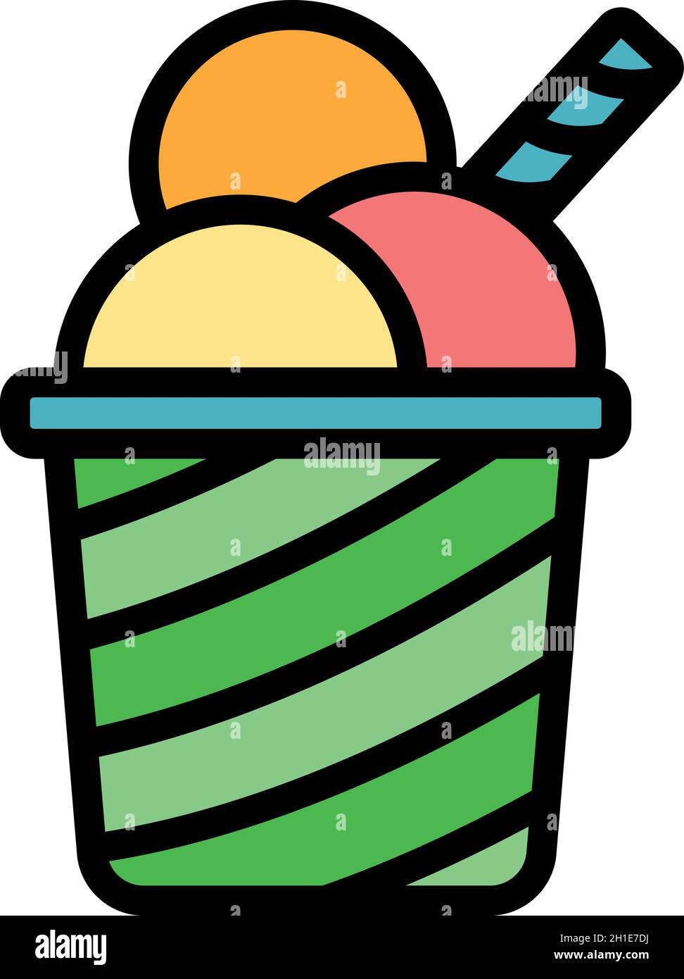 Ice cream milkshake icon. Outline ice cream milkshake vector icon color ...