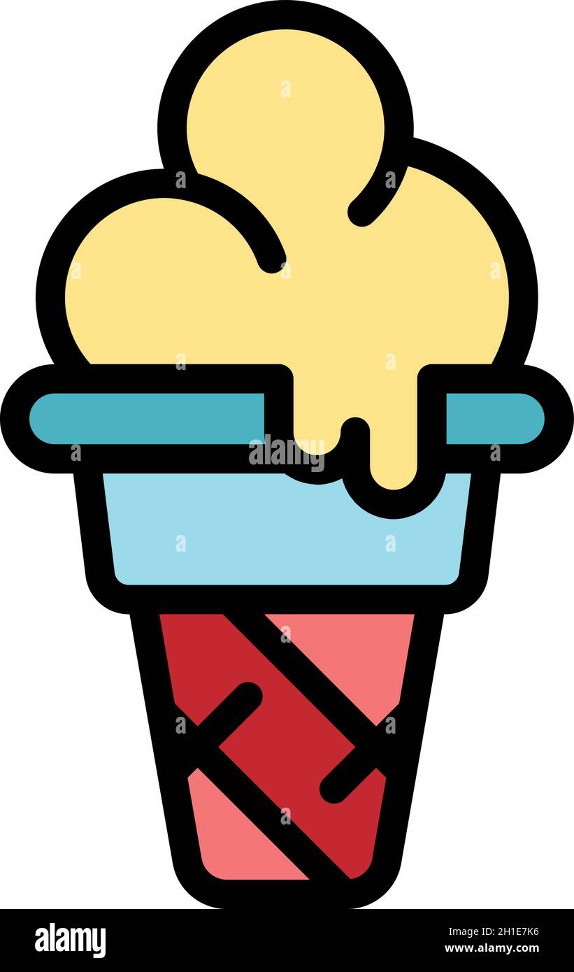 Thawed ice cream icon. Outline thawed ice cream vector icon color flat ...