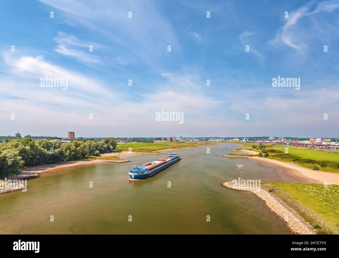 The Nederrijn river in front of the Dutch city of Arnhem, The ...