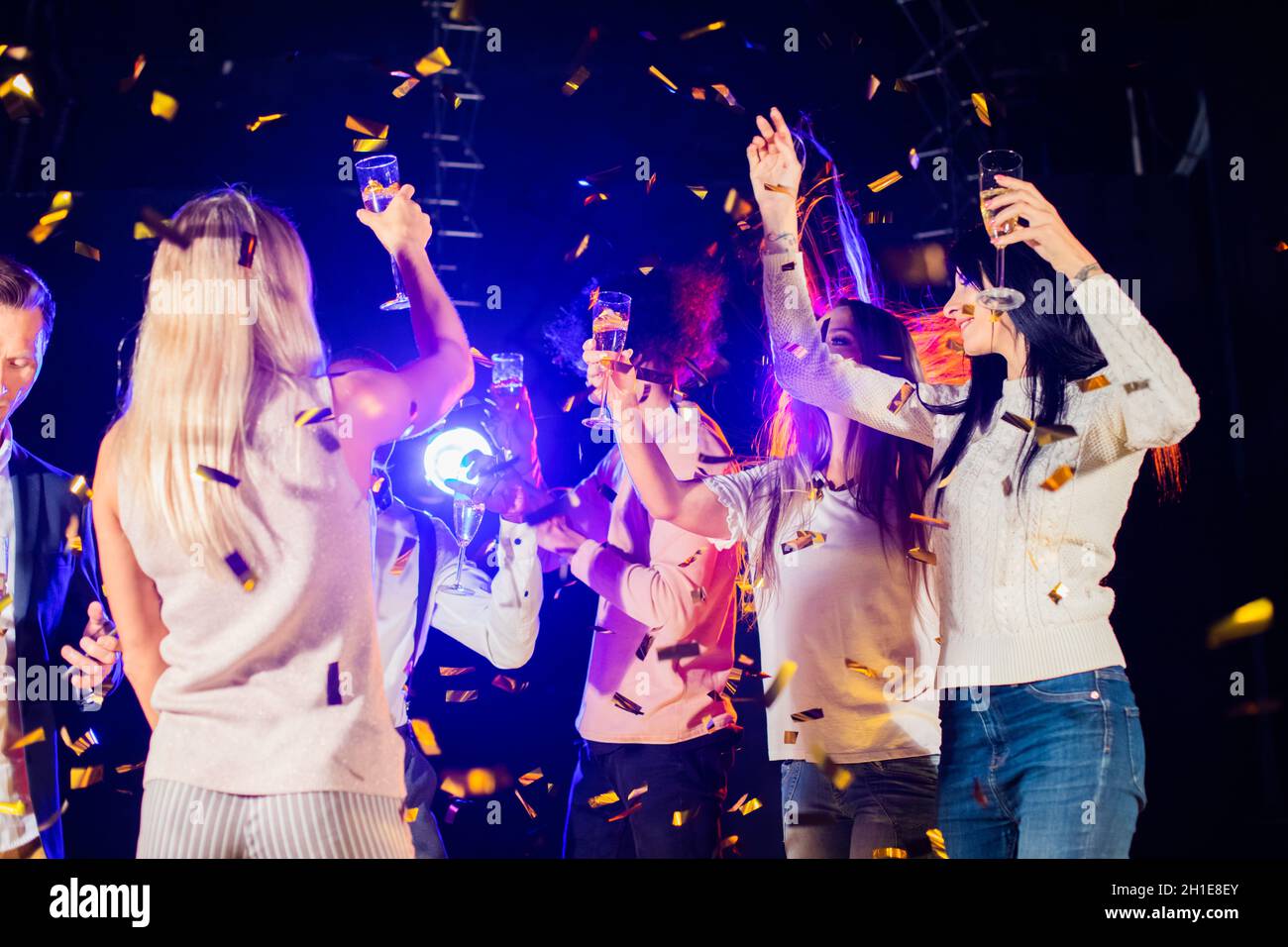 Multi ethnic friends dancing night club hi-res stock photography and ...