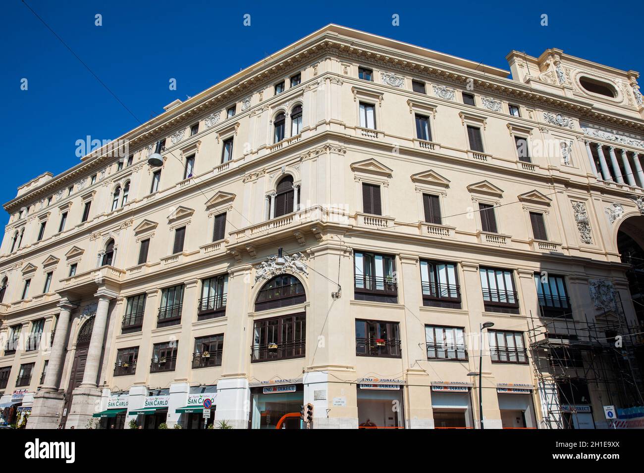 NAPLES, ITALY - APRIL, 2018: Beautiful facades of the antique buildings ...