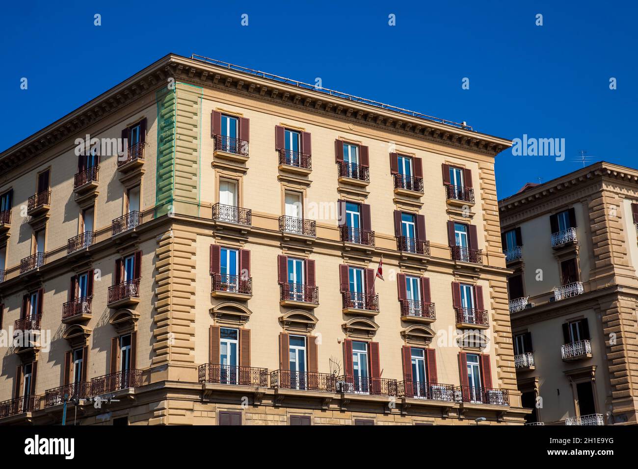Beautiful facades of the antique buildings in Naples old city Stock ...
