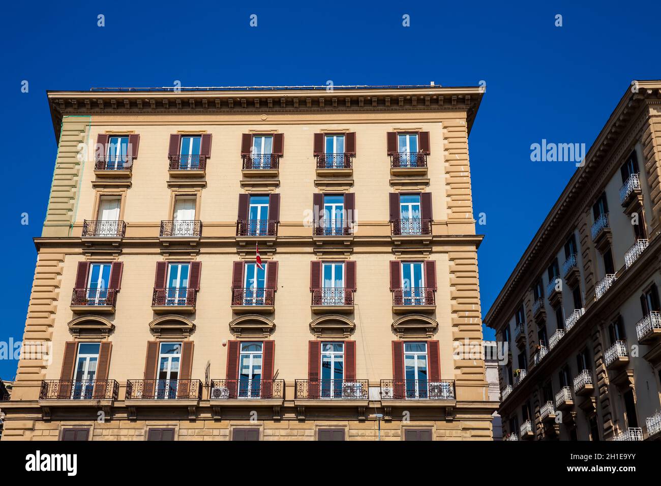 Beautiful facades of the antique buildings in Naples old city Stock ...