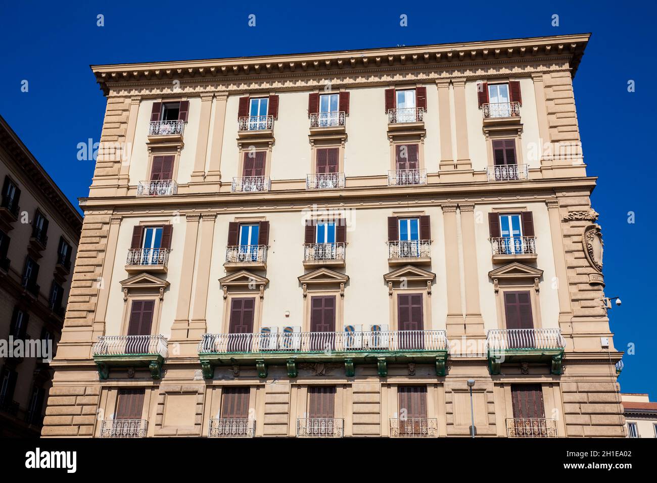 Beautiful facades of the antique buildings in Naples old city Stock ...