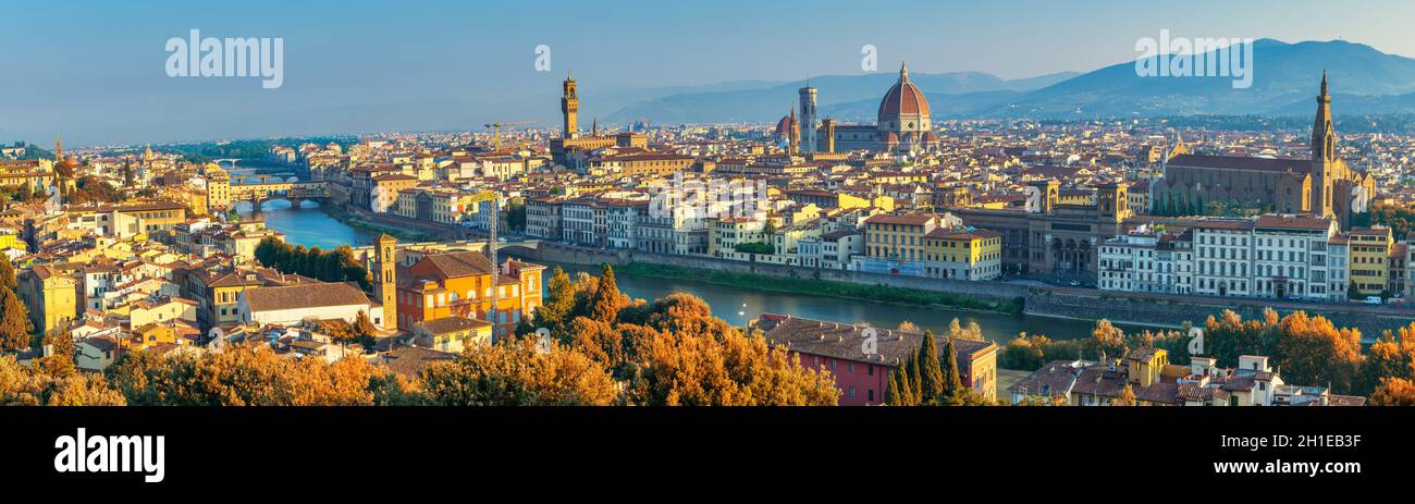 Florence Italy, panorama city skyline at Arno river with with autumn ...