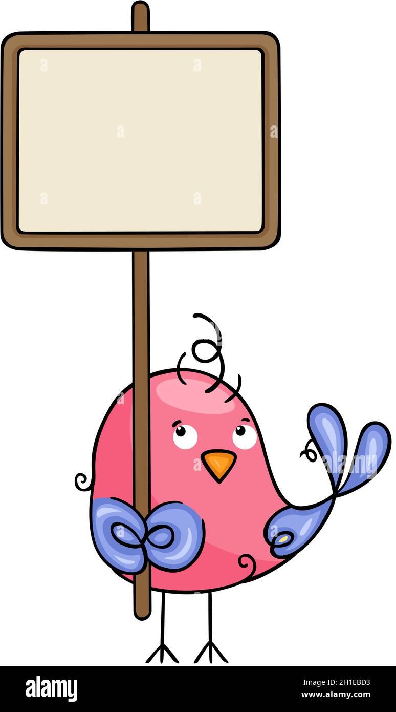 Cute funny bird holding a sign board Stock Photo - Alamy
