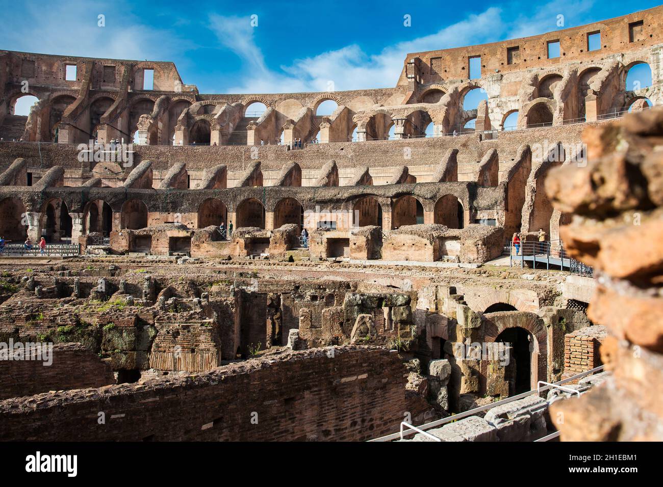 ROME, ITALY - APRIL, 2018: View of the seating areas and the hypogeum ...