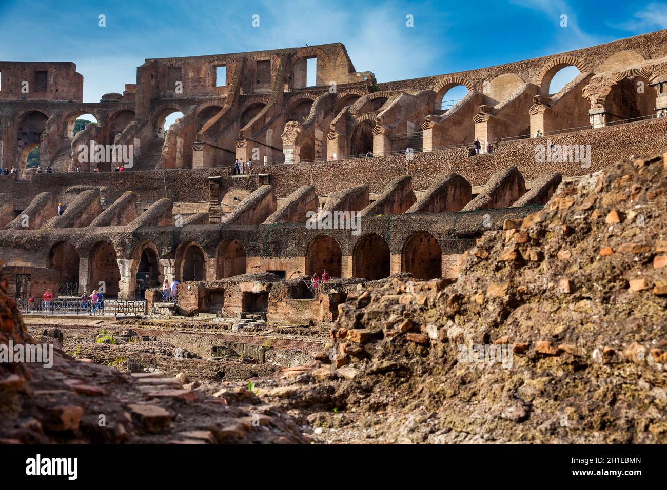 ROME, ITALY - APRIL, 2018: View of the seating areas and the hypogeum ...