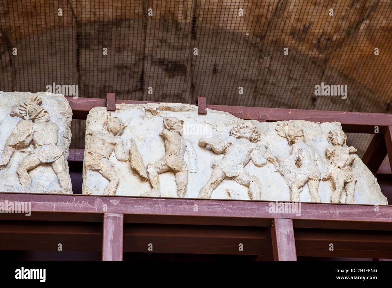ROME, ITALY - APRIL, 2018: Beautiful stone carvings of Roman Gladiators ...