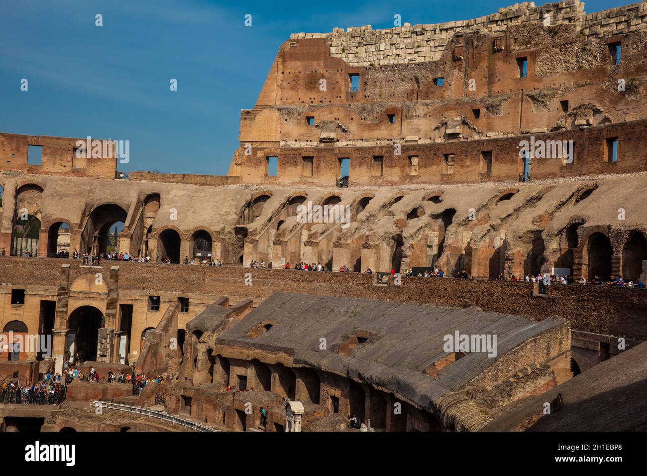 ROME, ITALY - APRIL, 2018: View of the seating areas and the hypogeum ...