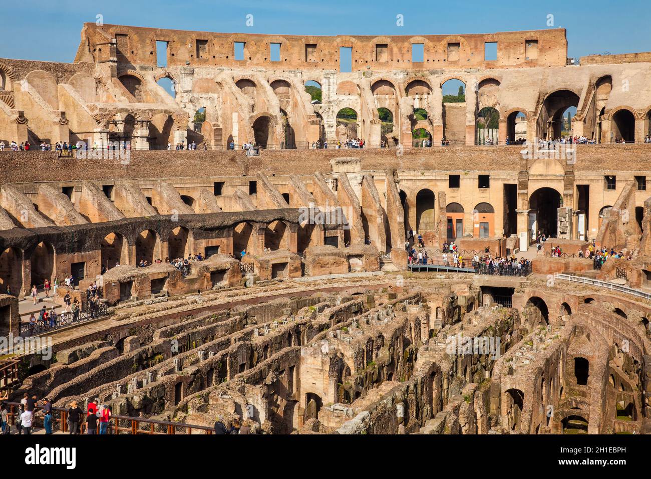 ROME, ITALY - APRIL, 2018: View of the seating areas and the hypogeum ...