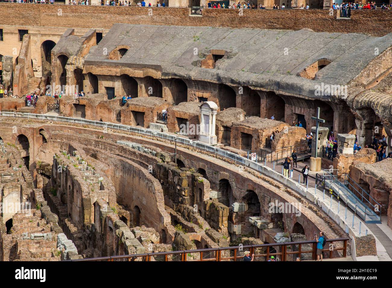 ROME, ITALY - APRIL, 2018: View of the seating areas and the hypogeum ...