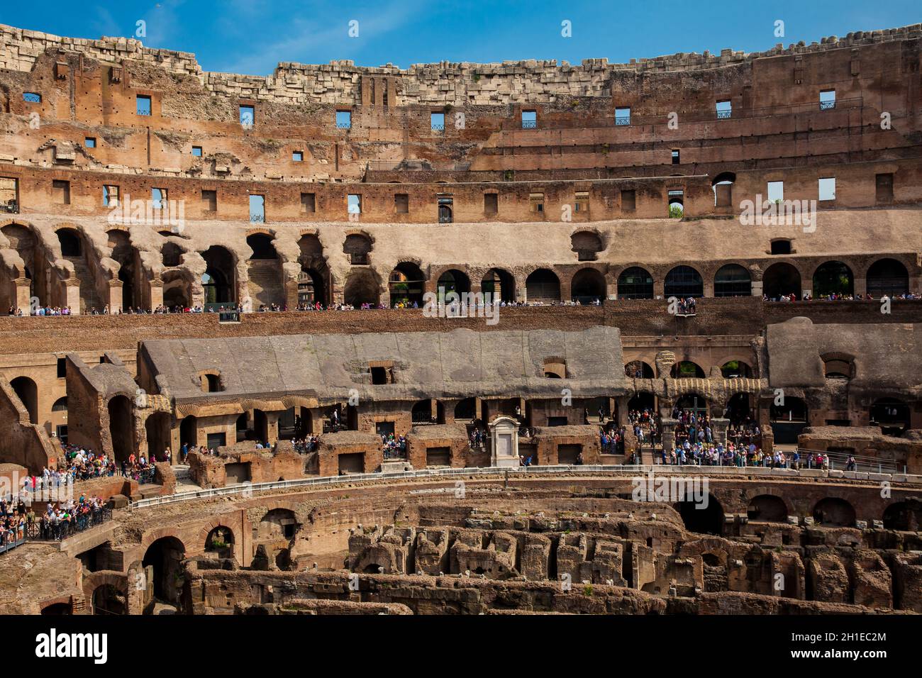 ROME, ITALY - APRIL, 2018: View of the seating areas and the hypogeum ...