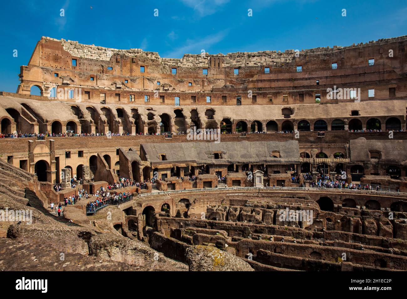 ROME, ITALY - APRIL, 2018: View of the seating areas and the hypogeum ...