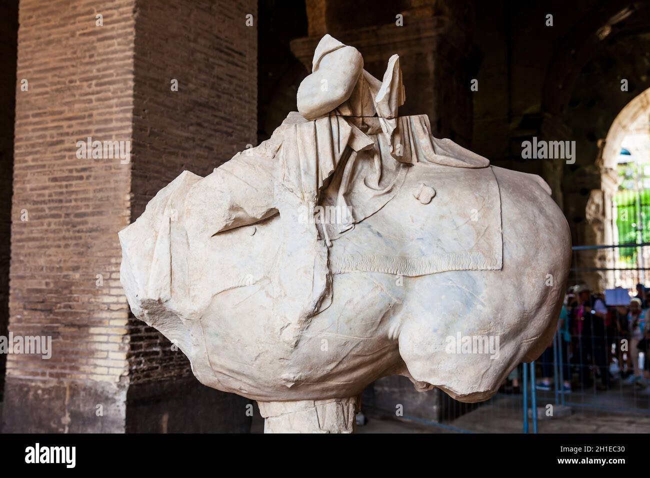 ROME, ITALY - APRIL, 2018: Remains of an ancient equestrian statue at ...