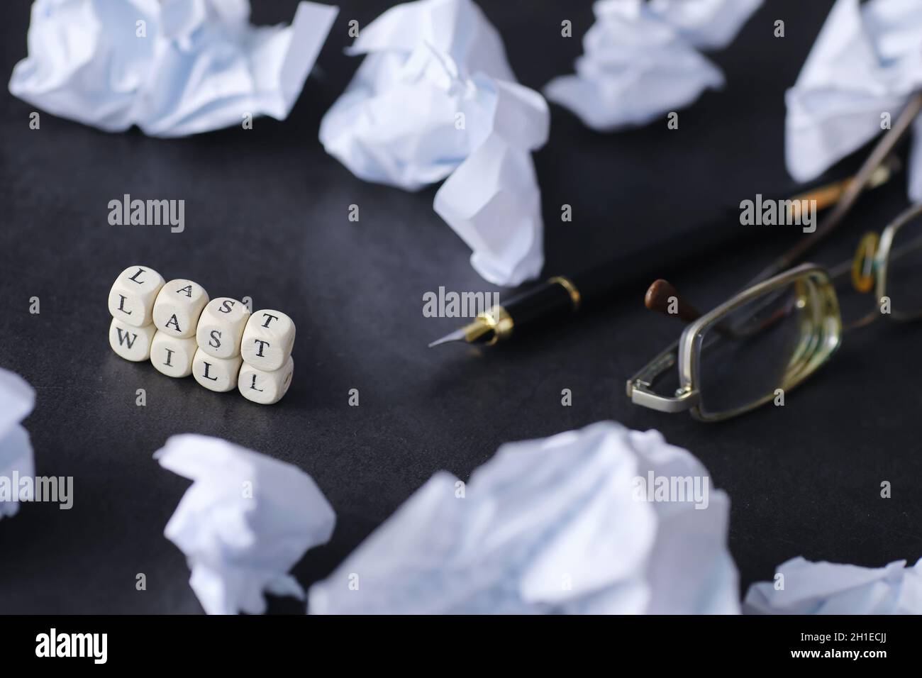 Legal concept. The procedure for writing the last will. Papers with ...