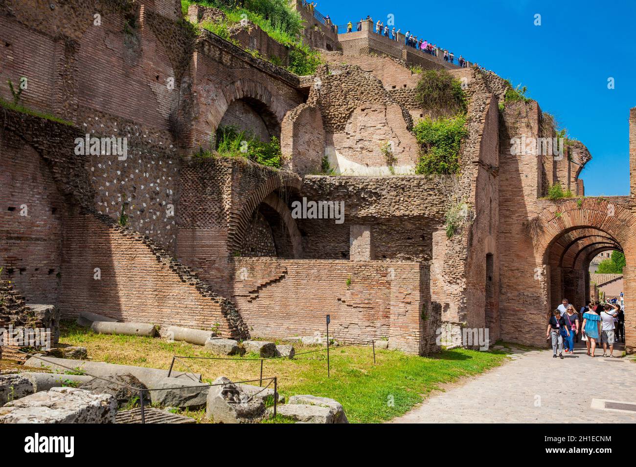 ROME, ITALY - APRIL, 2018: Tourists walking by the archway at Via Nova ...