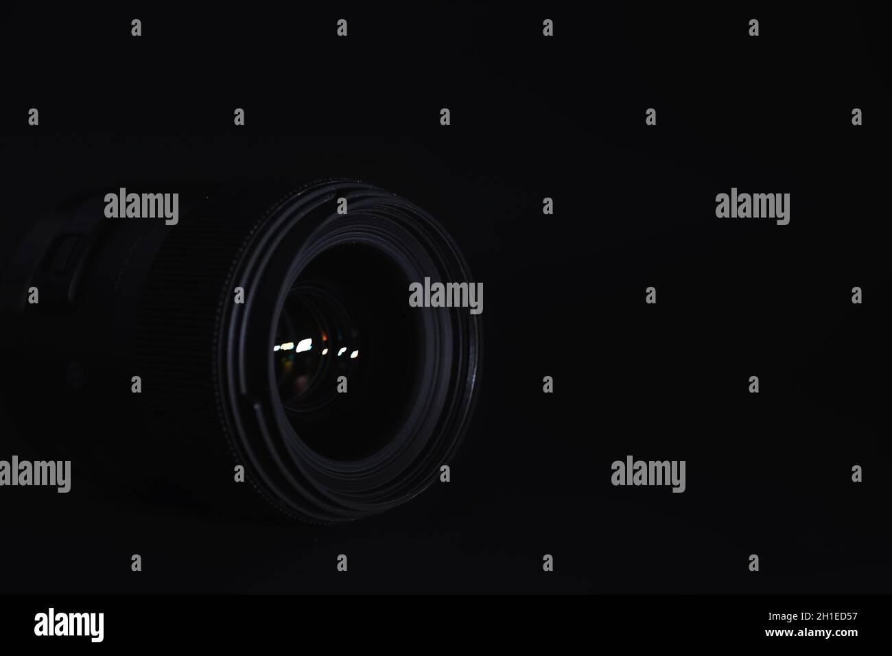 Optics to the camera on the operator’s desk. Flare in the glass of a ...