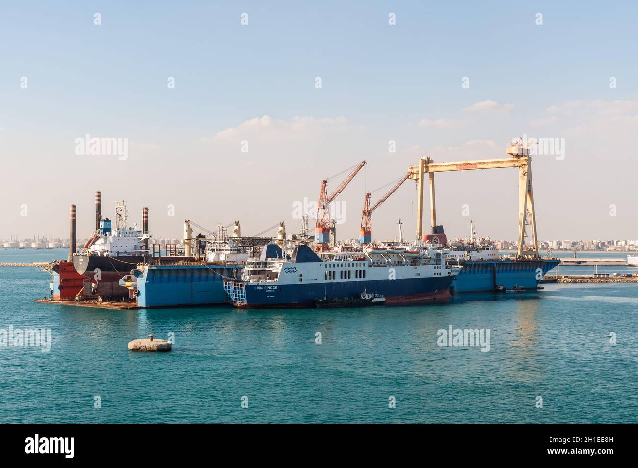 Port Tewfik, Egypt - November 5, 2017: Dry dock at the Port Tewfik in ...