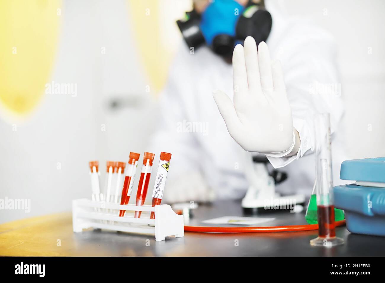 A scientist researcher in the laboratory is testing drugs for treatment ...