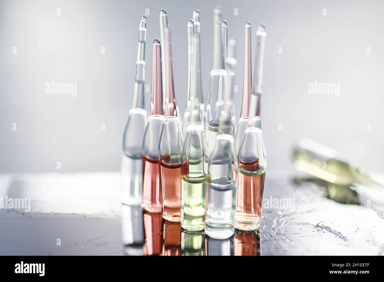 Test tubes with drugs and tests to test the victims and treat infected ...