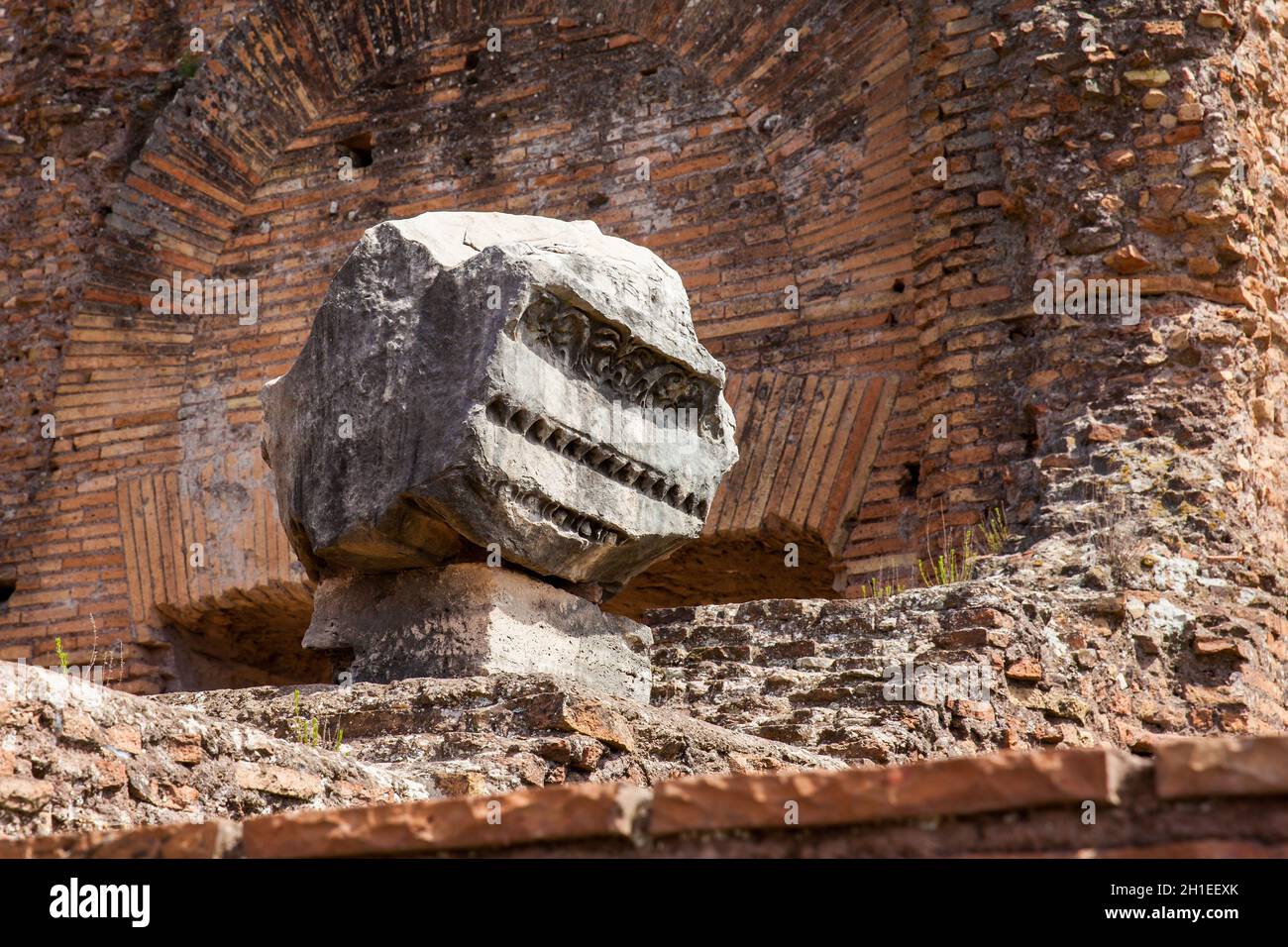 Detail of the ruins at the Flavian Palace also known as the Domus ...