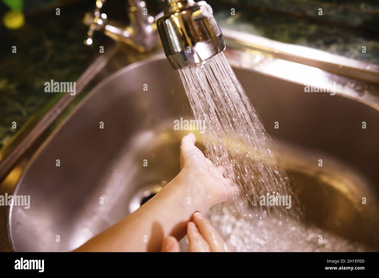 Hygiene rules. Hand washing before meals. Antibacterial treatment hands ...