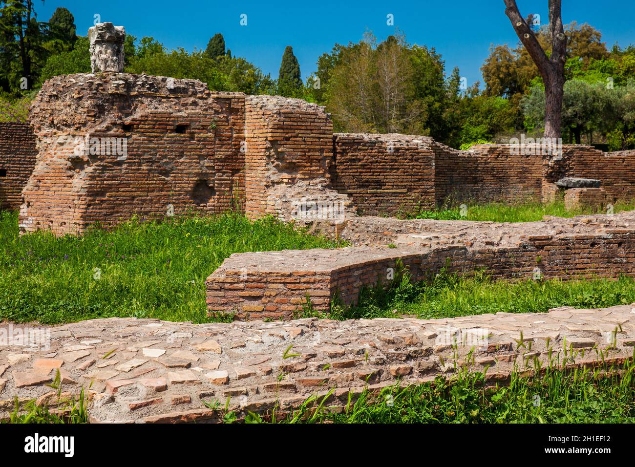 Detail of the walls of the ruins at the Flavian Palace also known as ...