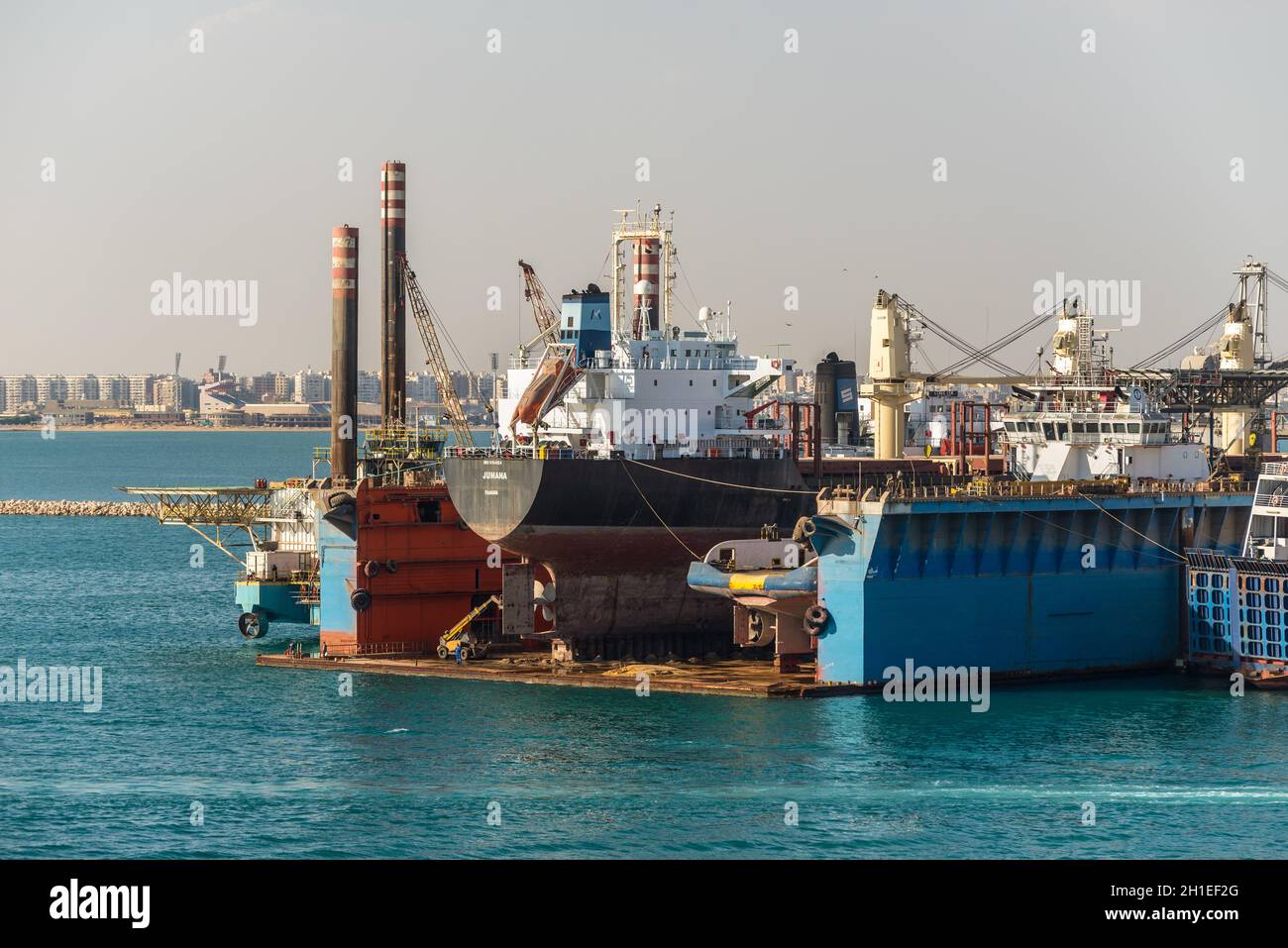 Port Tewfik, Egypt - November 5, 2017: Dry dock at the Port Tewfik in ...