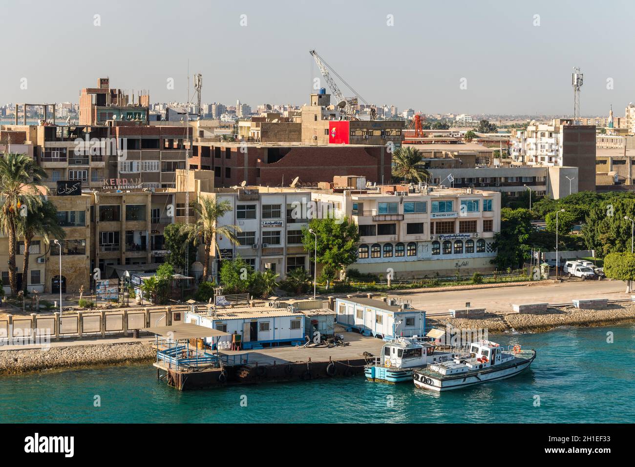 Port Tawfiq, Egypt - November 5, 2017: Buildings on the shore of the ...