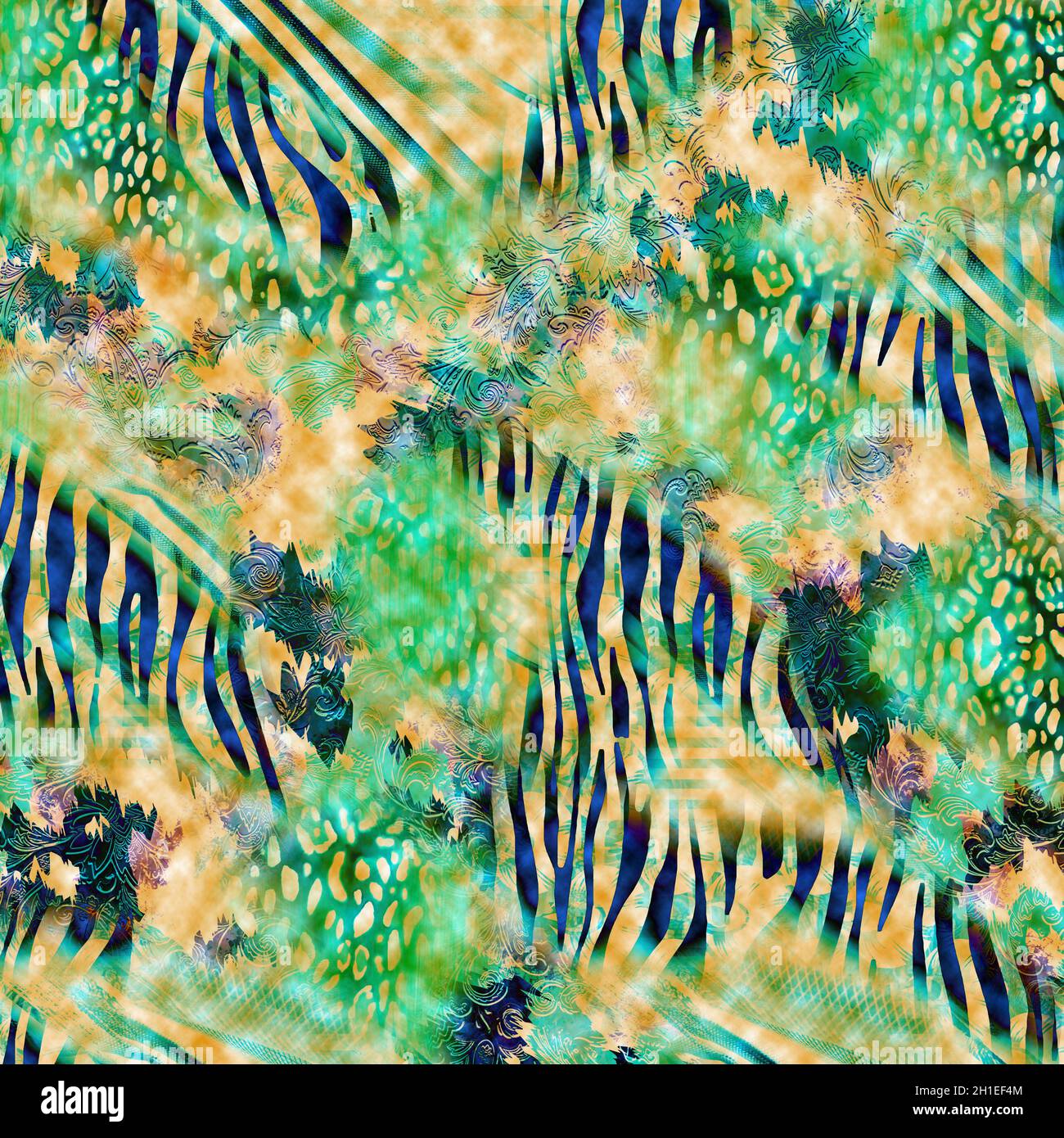 mixed print patterns, chained leopard pattern Stock Photo - Alamy