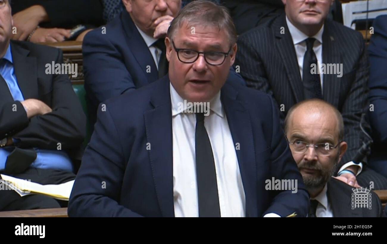 Conservative Party MP Mark Francois speaks in the chamber of the House ...