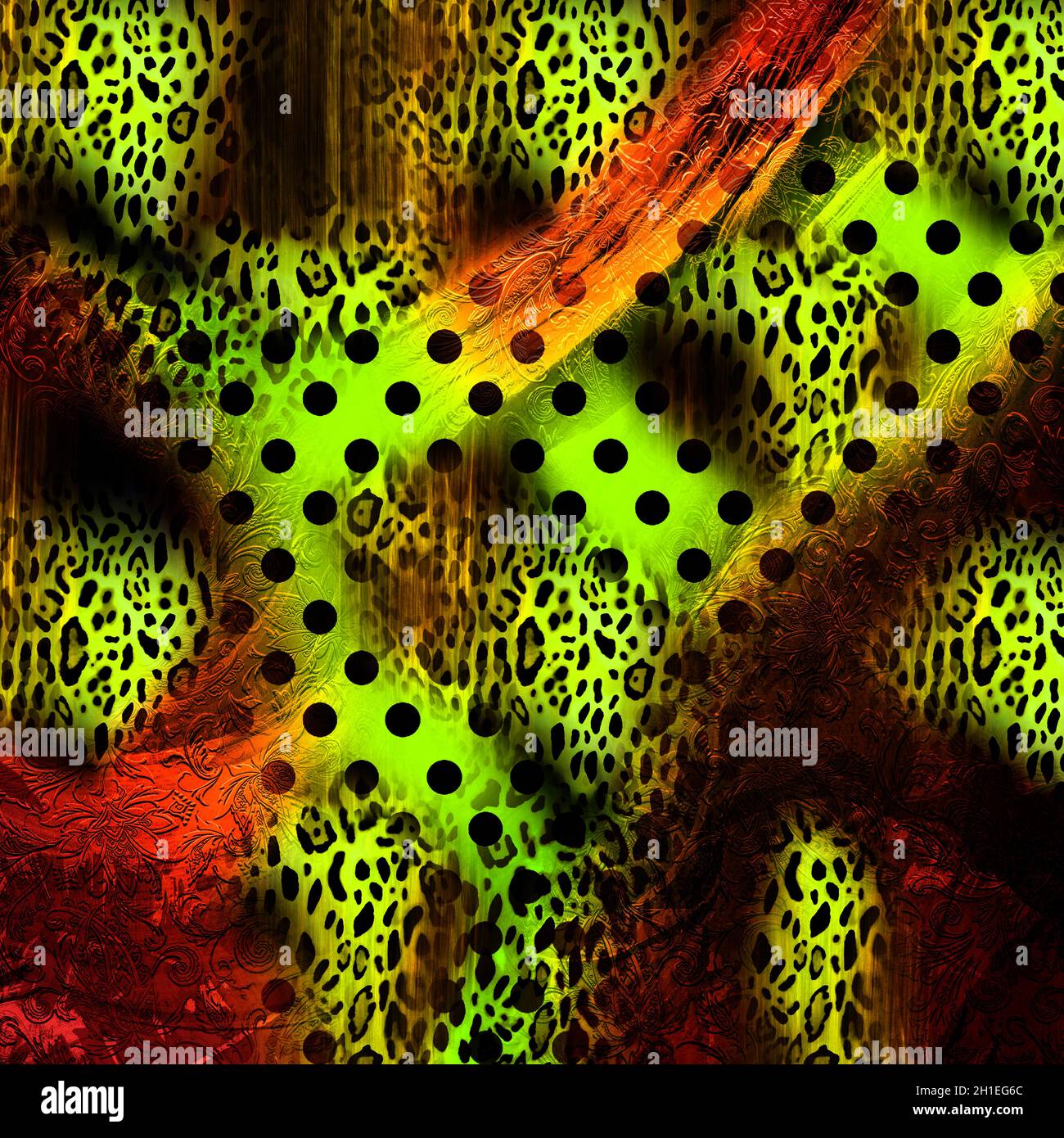 mixed print patterns, chained leopard pattern Stock Photo - Alamy