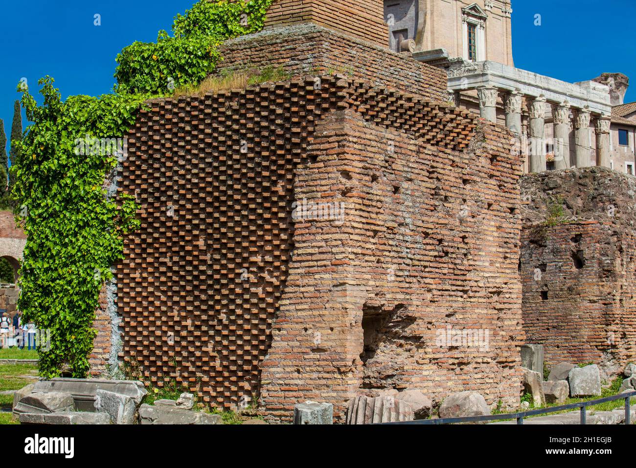 Beautiful brick base of the Honorary Columns at the Roman Forum in Rome ...